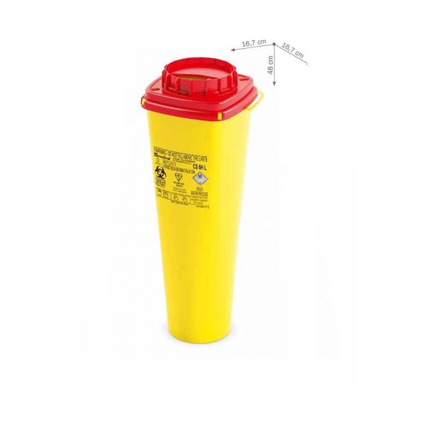 Sharps container CS FLAP square 7 L yellow/red